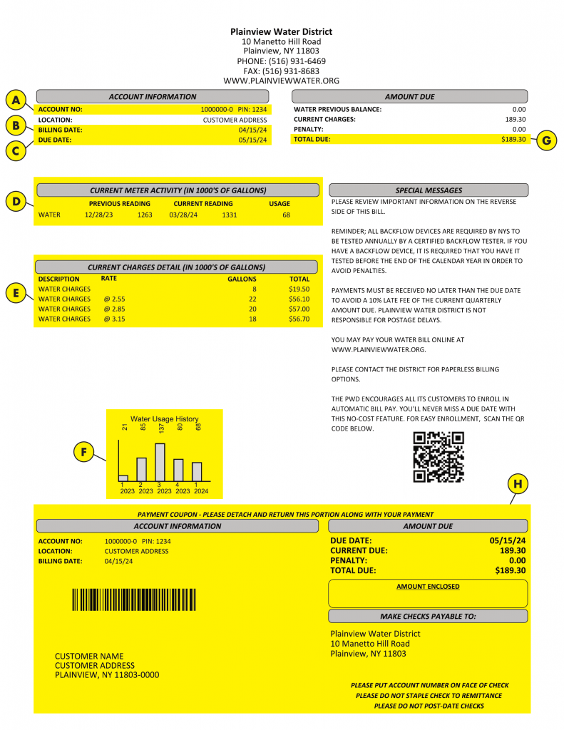 Understanding Your Bill – Plainview Water District